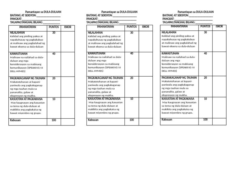 Scoresheet Dula Dulaan | PDF