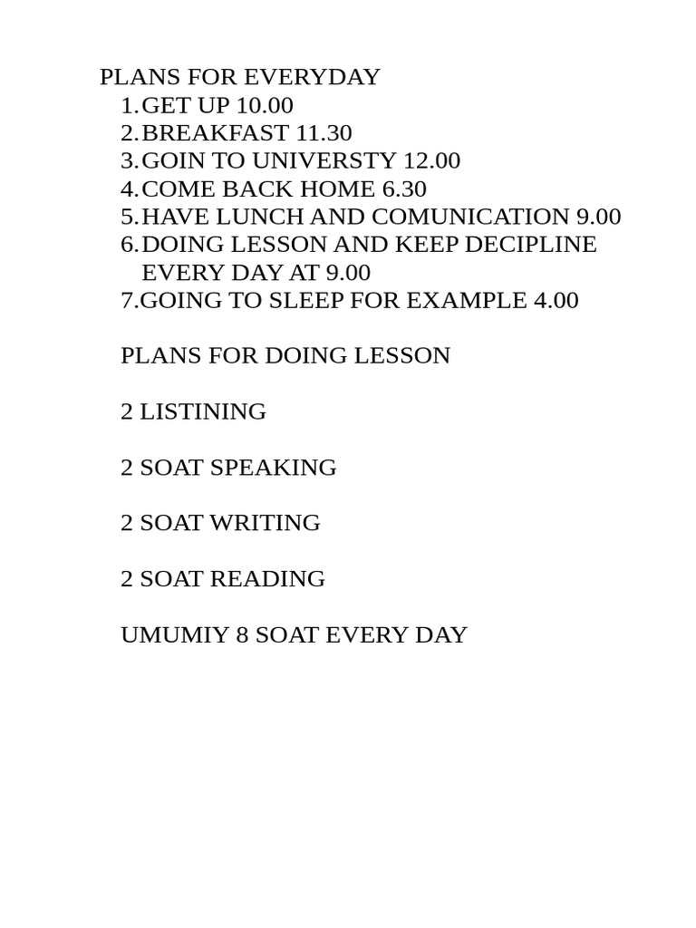 Plans For Everyday | PDF