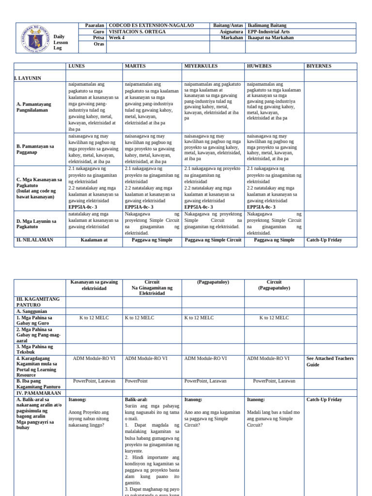 DLL Week 4-Q4 Epp 5 | PDF
