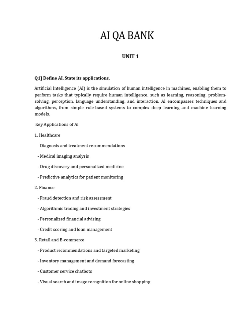 AI QB | PDF | Artificial Intelligence | Intelligence (AI) & Semantics