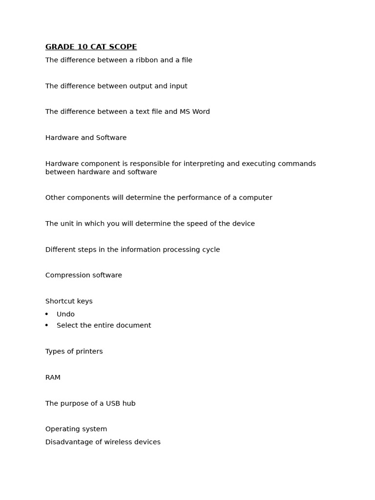 Grade 10 Cat Scope - 043211 | PDF