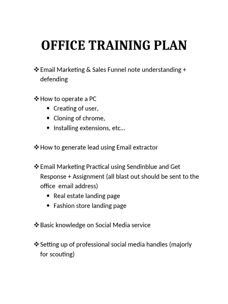 Office Training Plan | PDF