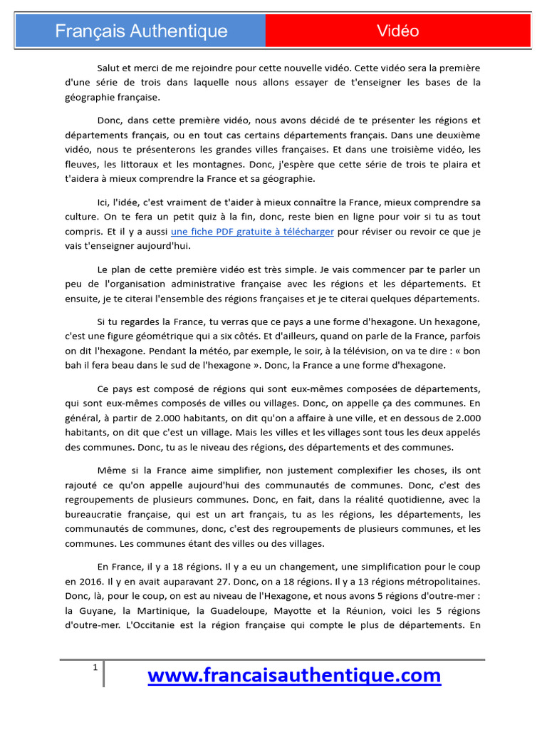 Introduction à la géographie française | PDF | Départements de France ...