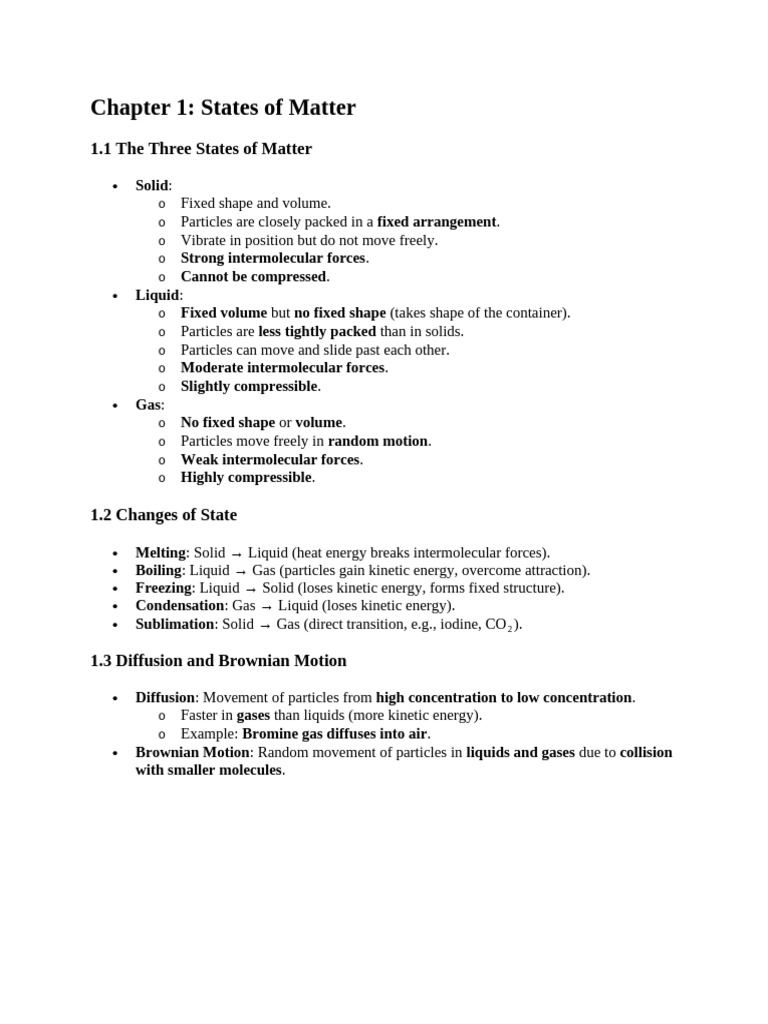 Chapter 1 States of Matter | PDF