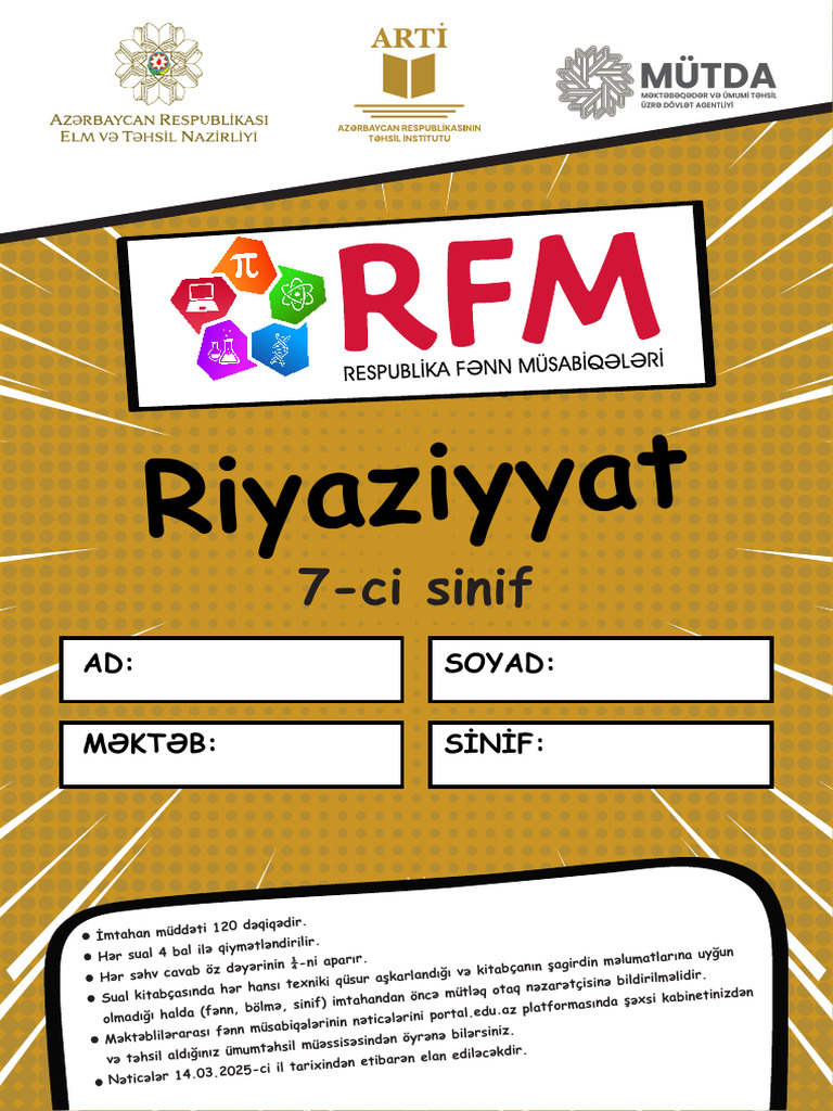 Riyaziyyat 7 Az I Tur 2025 | PDF