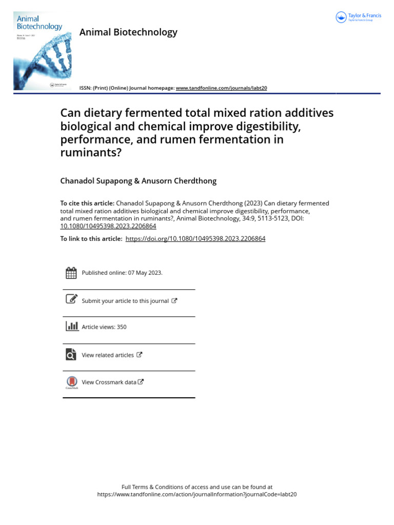 Can Dietary Fermented Total Mixed Ration Additives Biological and ...