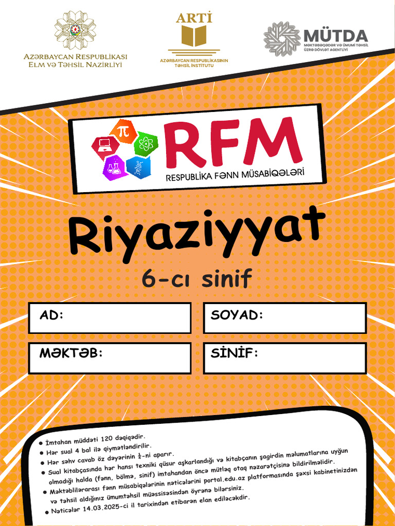 Riyaziyyat 6 Az I Tur 2025 | PDF