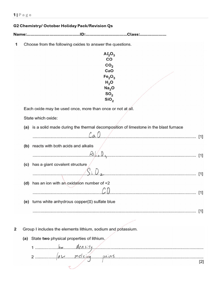 Chemistry Revision Questions Pack | PDF | Sets Of Chemical Elements ...