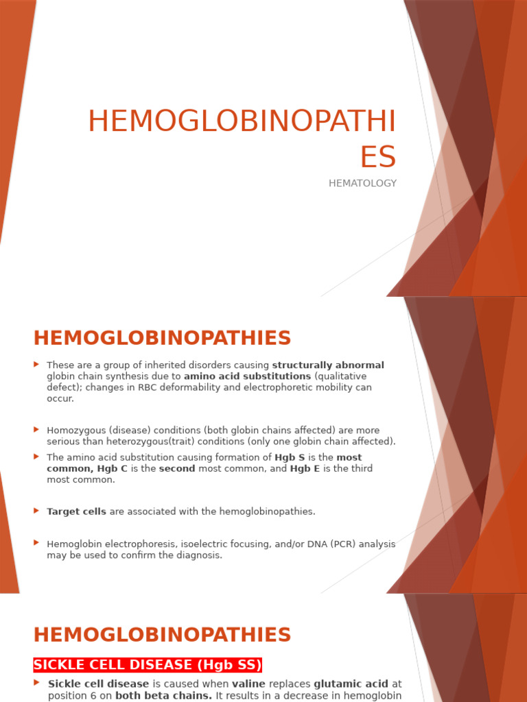 Hemoglobinopathies and Electrophoresis | PDF | Hematology | Diseases ...