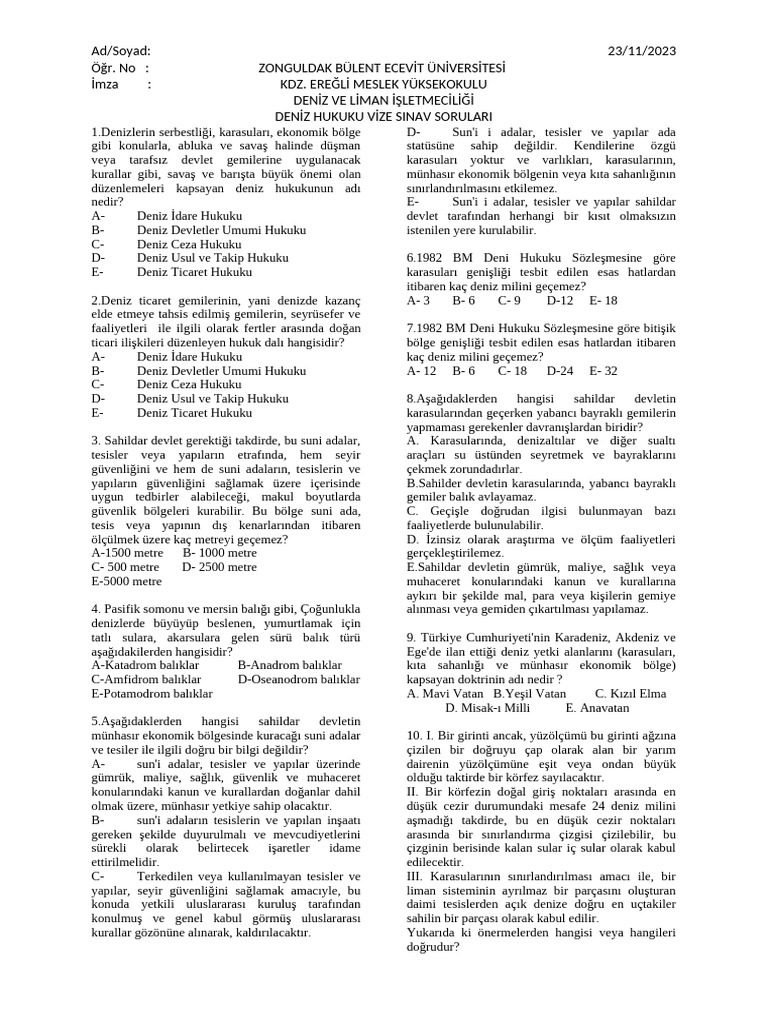 Deniz Hukuku Vize 2023 | PDF