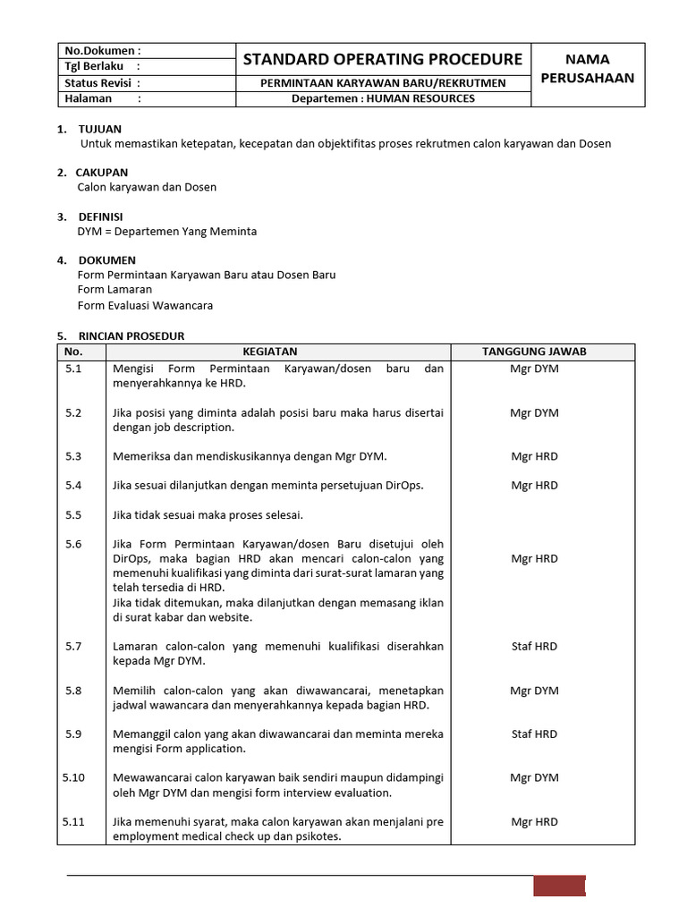 2.1 HRM18 - Menyusun Standart Operasional Prosedur (SOP) MSDM - Lely | PDF