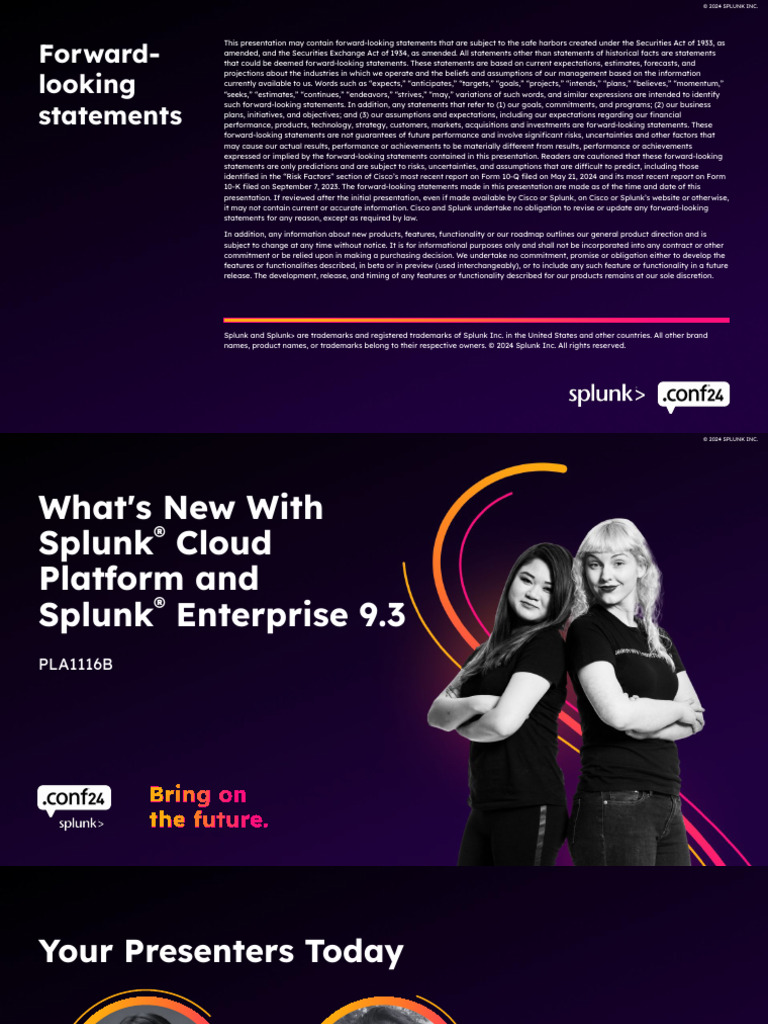 Conf24 - PLA1116B - What's New With Splunk® Cloud Platform and Splunk® Enterprise 9.3 | PDF ...