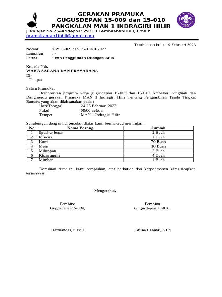 Surat Peminjaman | PDF