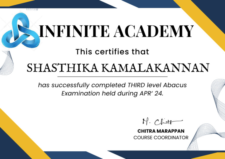 Infinite Academy Abacus Certification | PDF