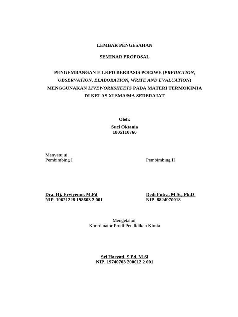 Lembar Pengesahan Proposal | PDF