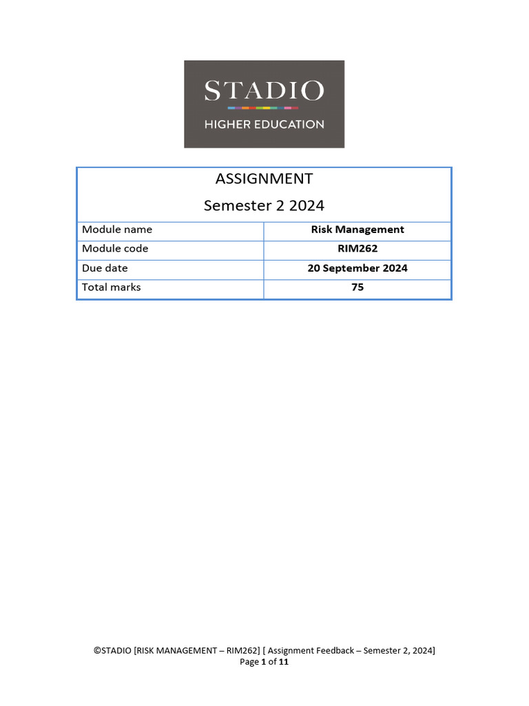 RIM262 2024 02 AF Answers | PDF | Risk | Risk Management
