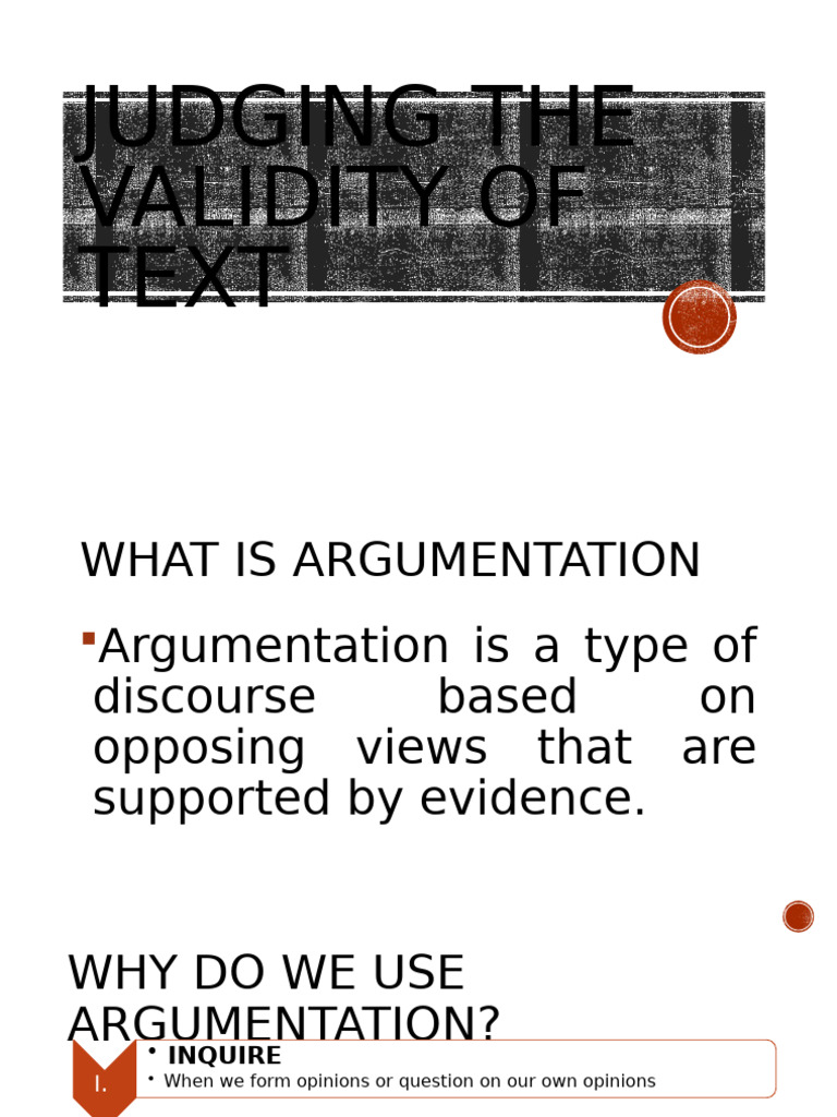 Judging The Validity of Text - 102705 | PDF | Argument | Circumstantial ...