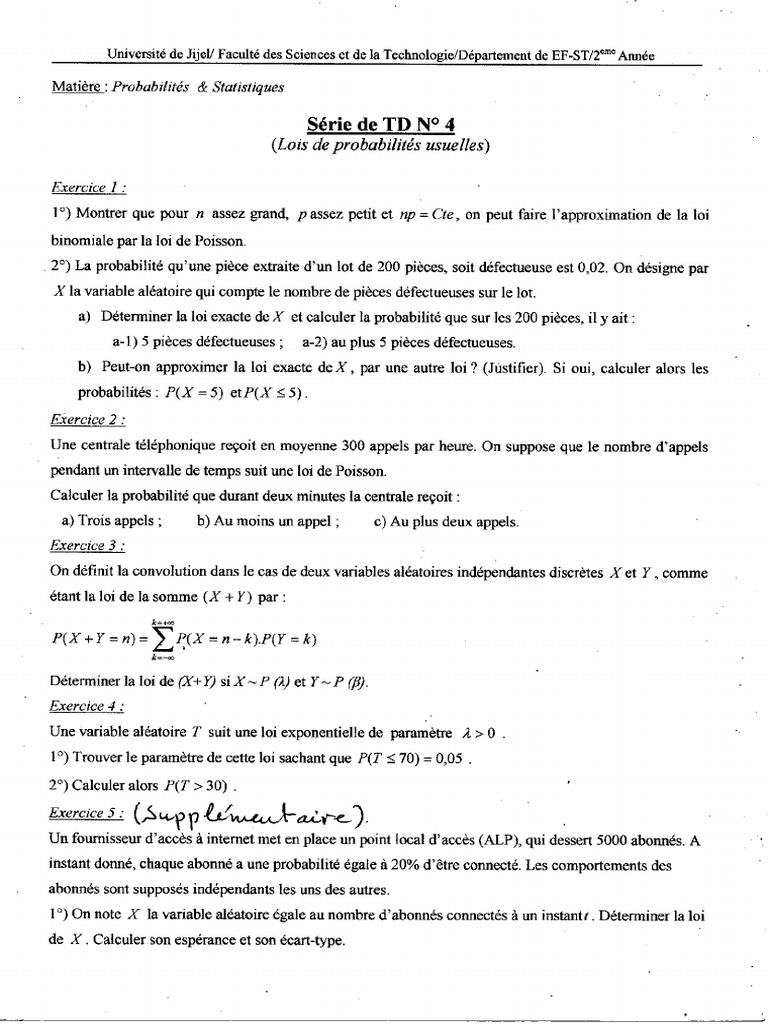 TD4 Probabilités Et Statistiques | PDF