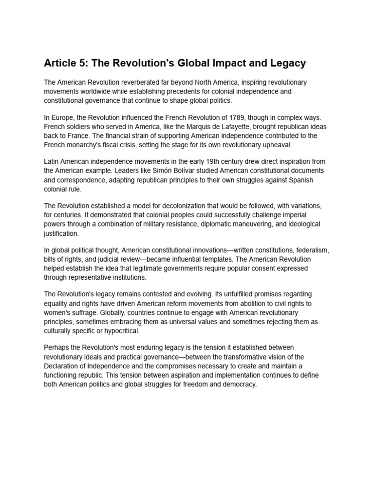 American Revolution Notes 5 | PDF