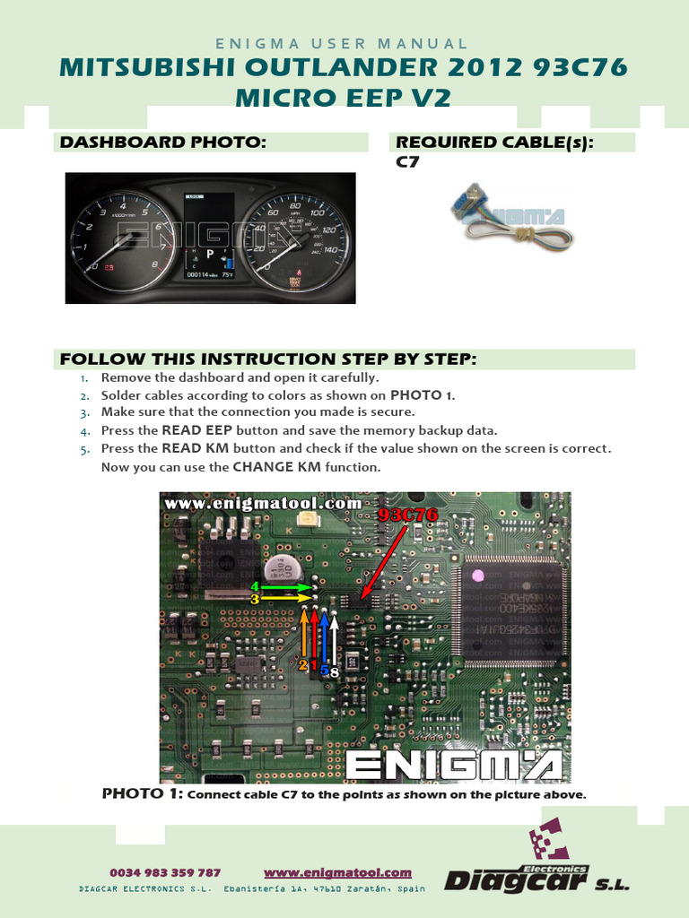 Mitsubishi Outlander 2012 93C76 Micro Eep V2 | PDF