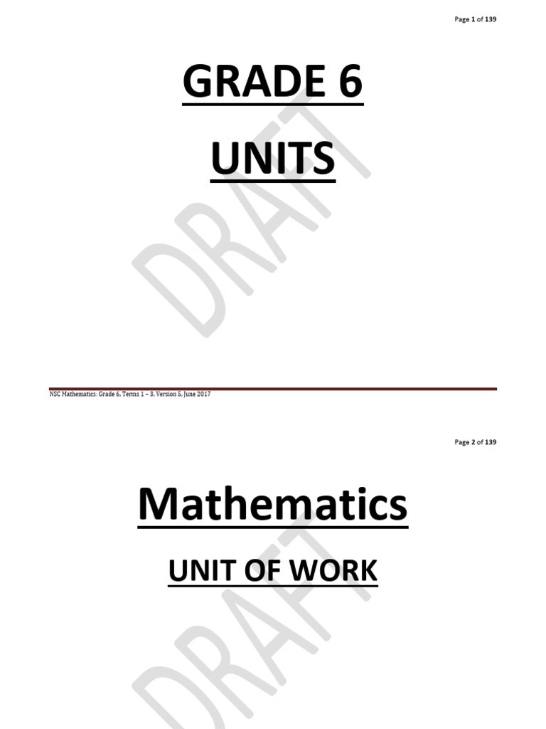 Grade 6 - Units - June 2017 | PDF | Numbers | Set (Mathematics)