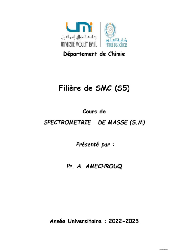 Spectrométrie de Masse - Chap II | PDF