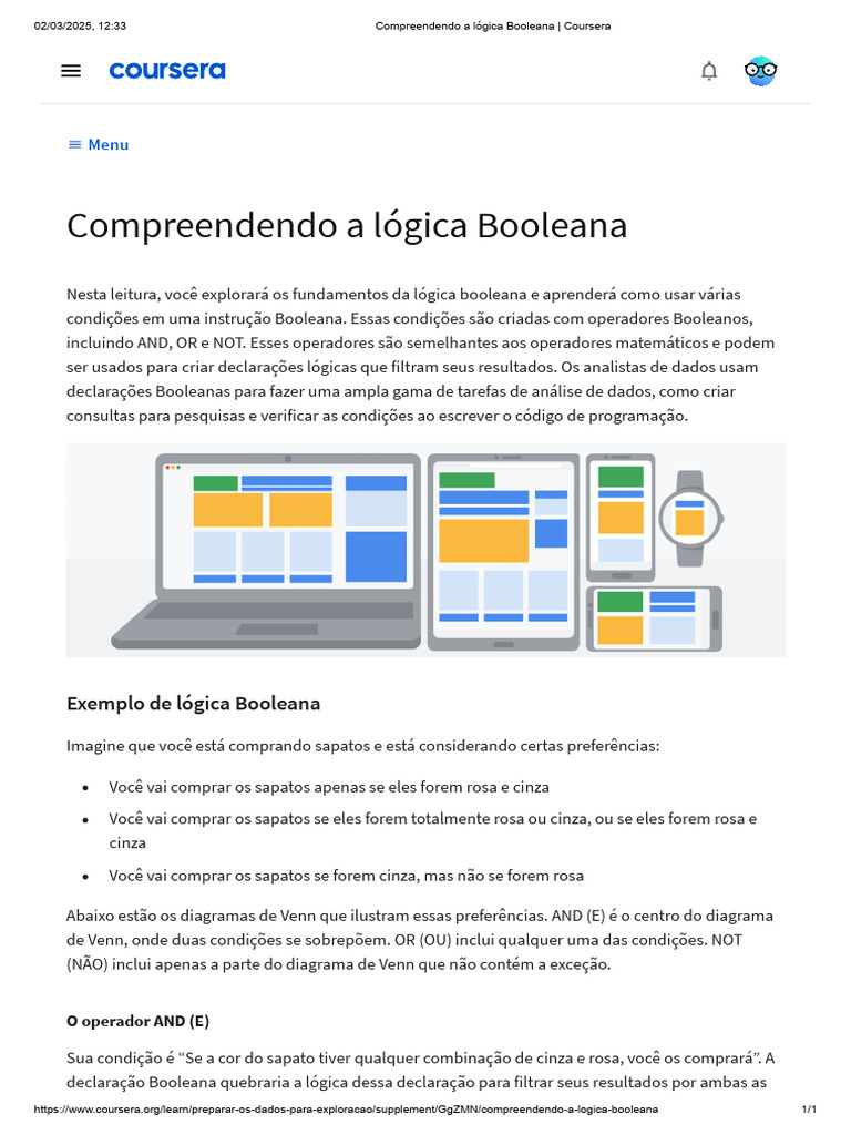 Compreendendo A Lógica Booleana - Coursera | PDF
