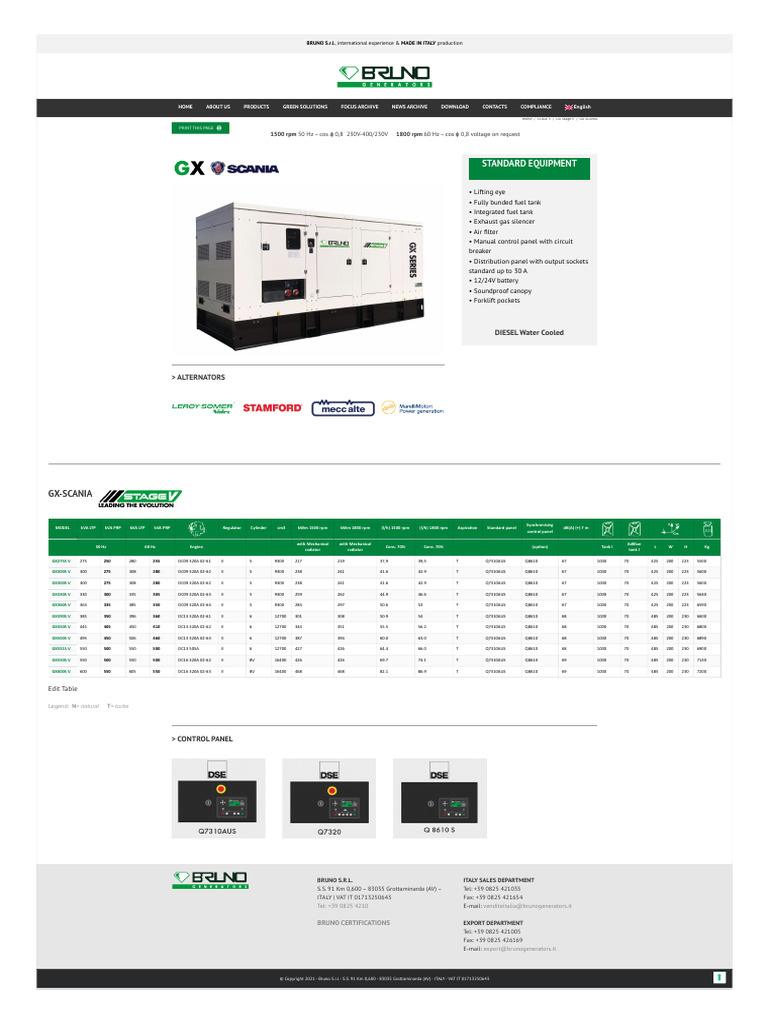 GX Scania Diesel Generators Overview | PDF | Motor Vehicle | Car