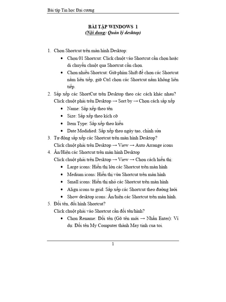 Bai Tap Thuc Hanh Windows | PDF