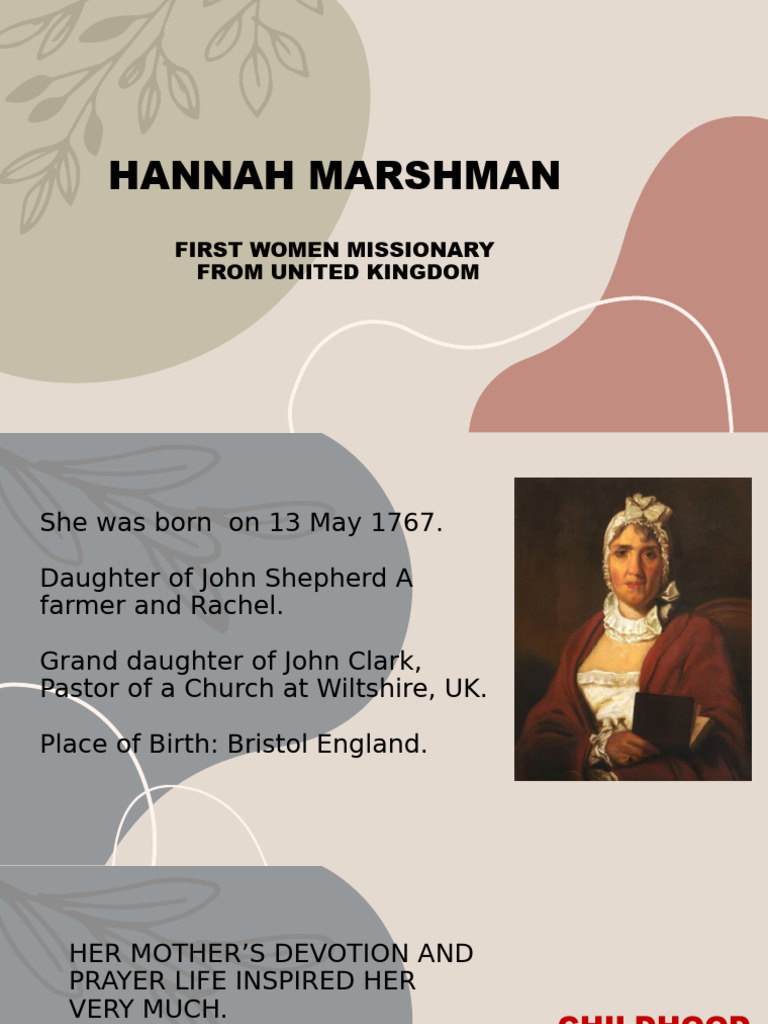 Hannah MARSHMAN - Missionary | PDF