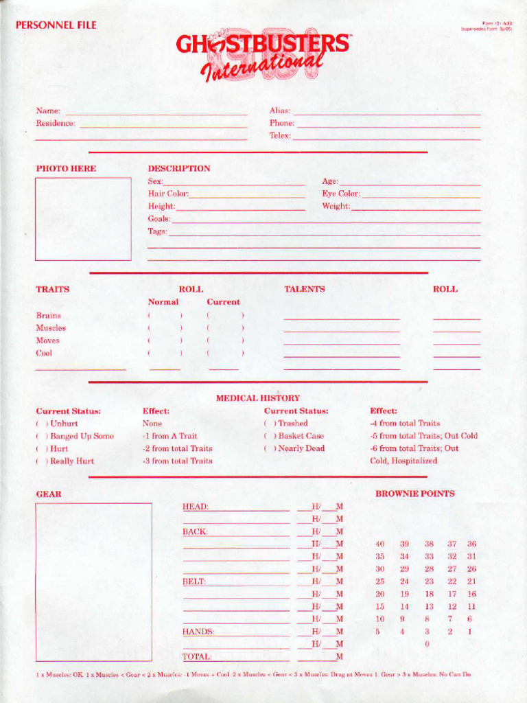 Ghostbusters International - Character Sheet | PDF