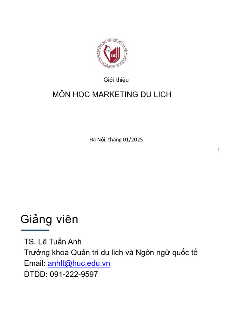 Bai 1 - Gioi Thieu Ve Marketing Du Lich | PDF