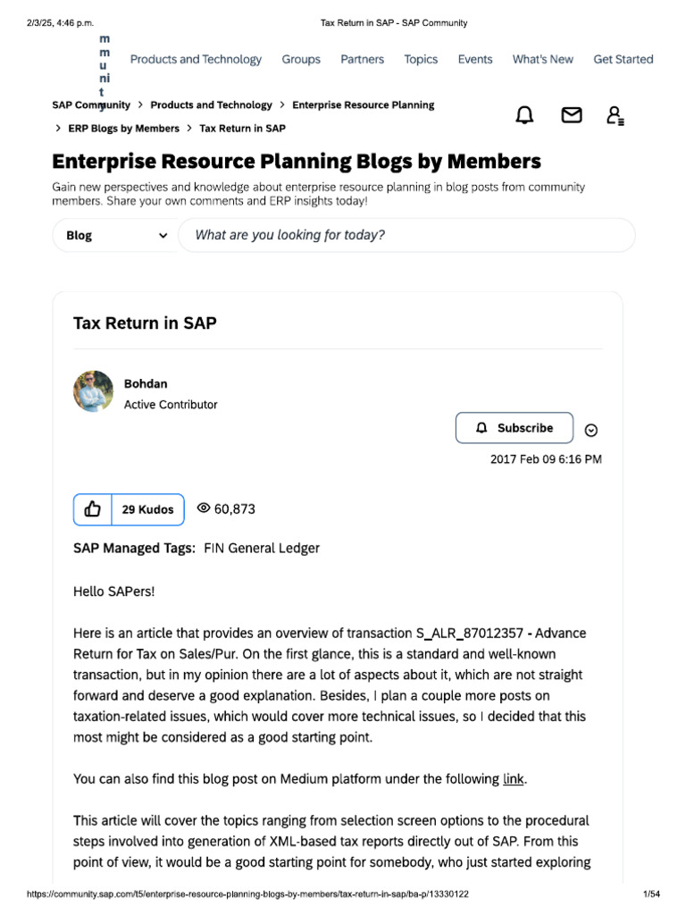 Tax Return in SAP | PDF