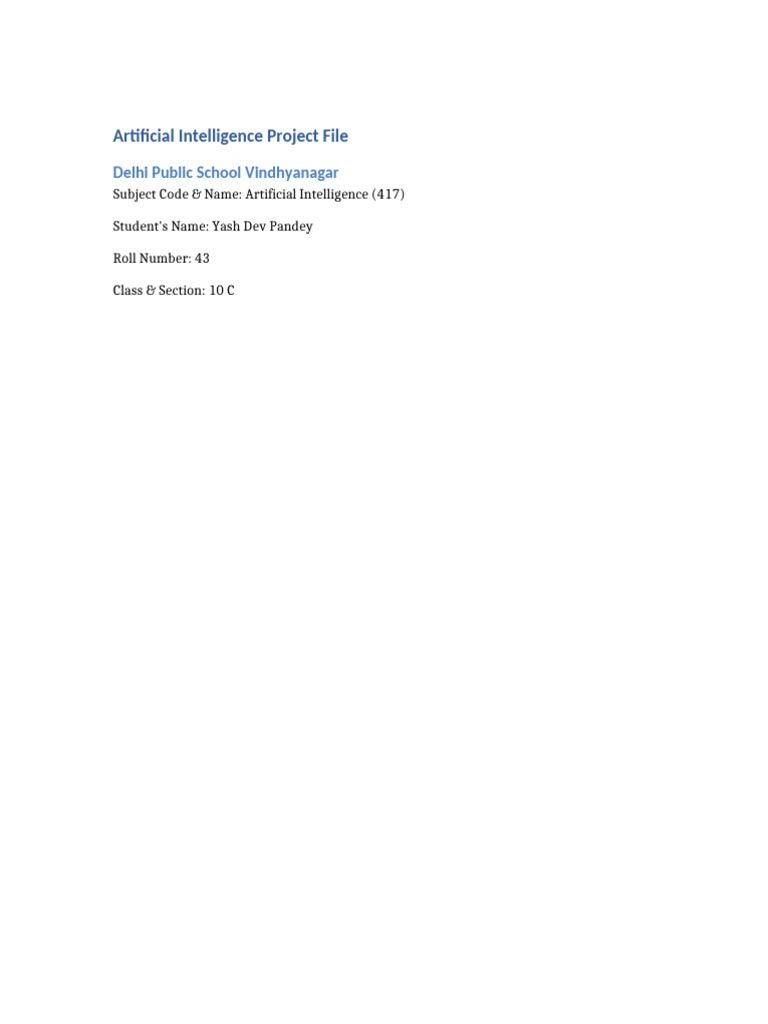 Artificial Intelligence Project File | PDF | Computing | Computer ...