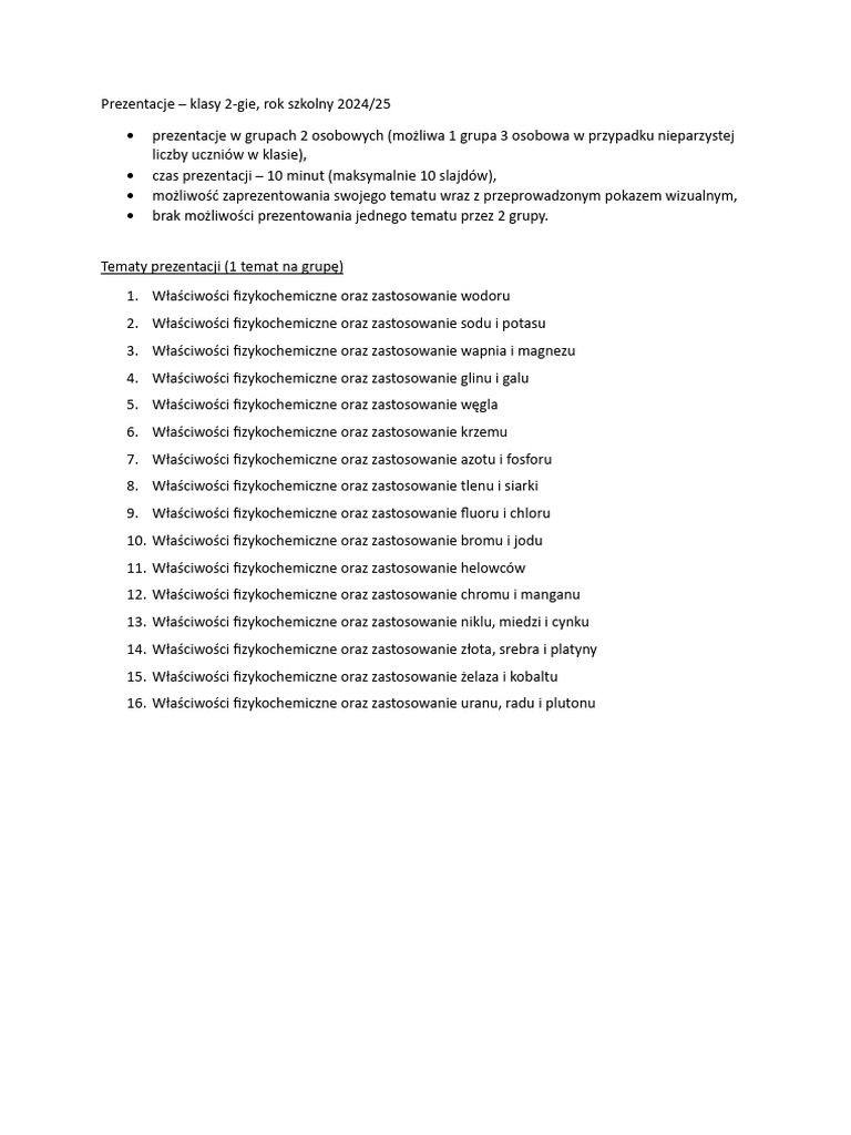 Tematy Prezentacji | PDF