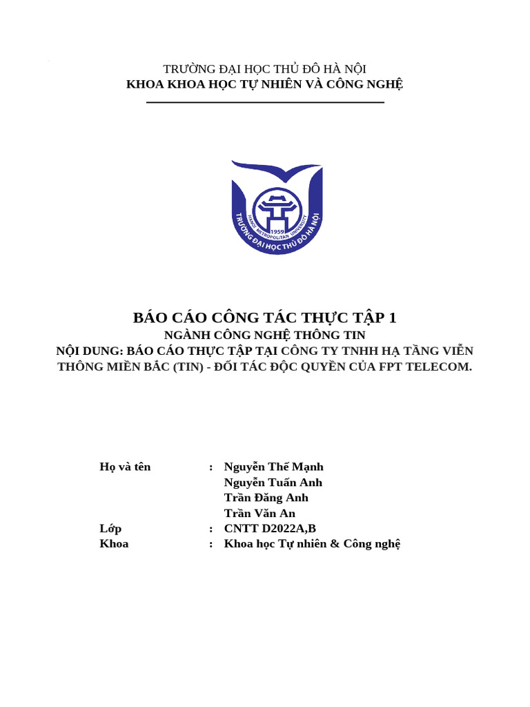Nhóm thực tập 1 FTIN | PDF