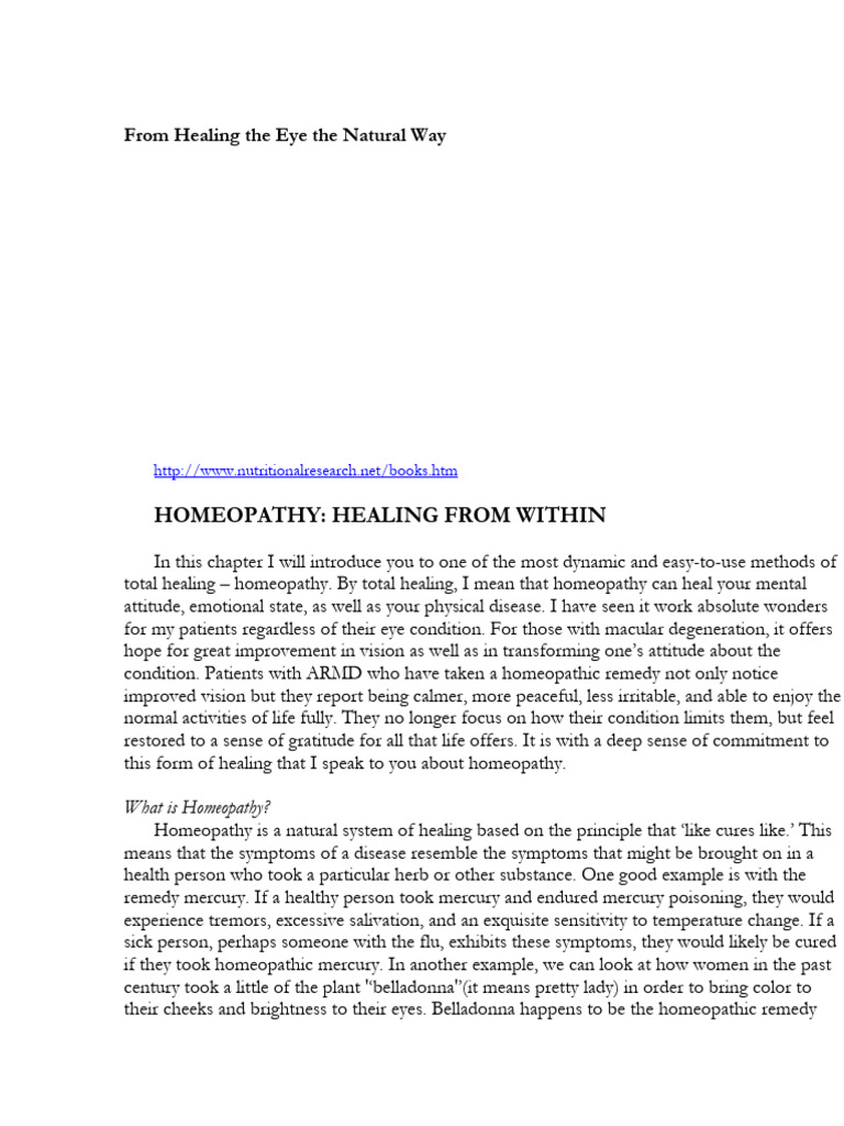 Healing Eye The Natural Way | PDF | Homeopathy | Medicine