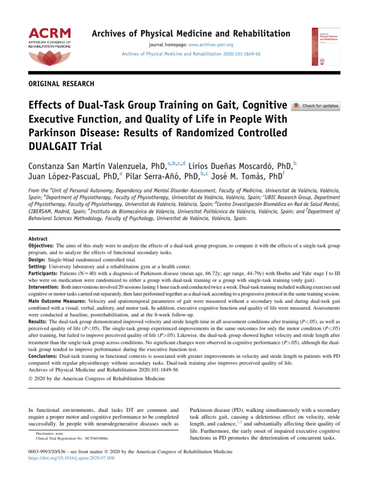 24 Effects of Dual-Task Group Training on Gait | PDF | Physical Therapy