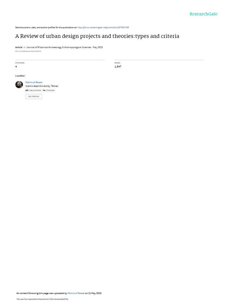 A Review of Urban Design Projects and Theories | PDF | Urban Design ...