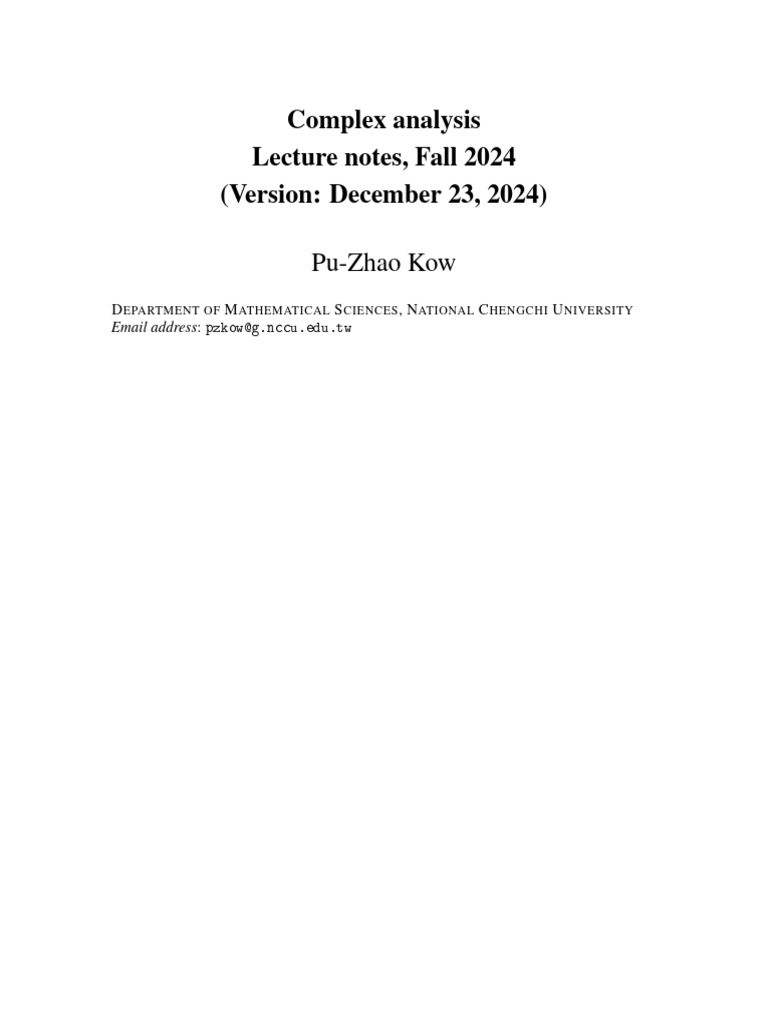 Ver1 Lecture Note Complex Analysis | PDF | Complex Analysis | Power Series