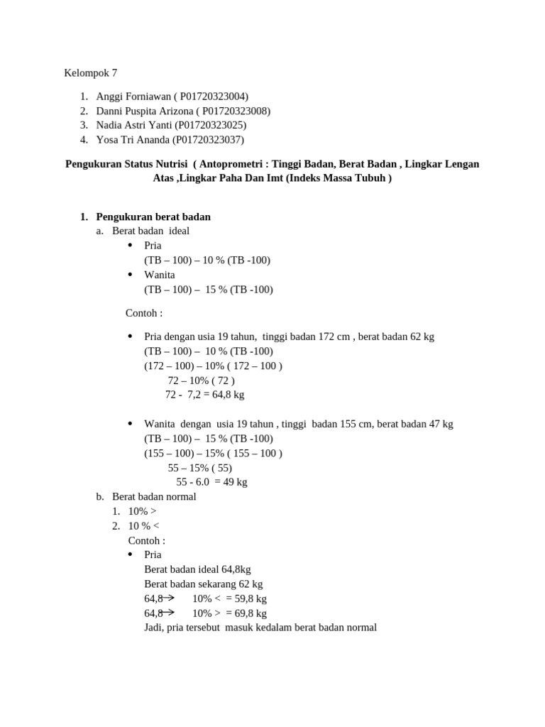 Pengukuran Status Nutrisi dan IMT | PDF