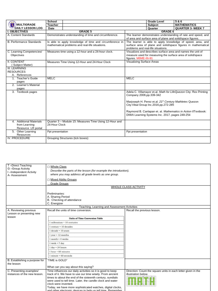 Dlp-q3 w7 Day1 Mathematics | PDF | Area | Surface Area
