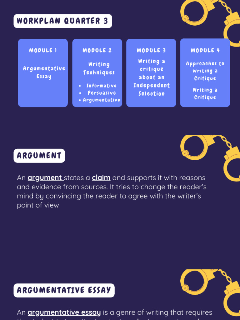 Q3 LESSON 1 Argumentative Essay 1 | PDF | Essays | Argument