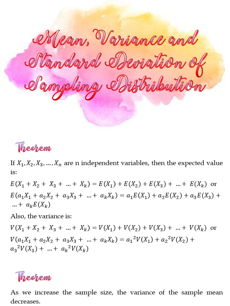 MP08-MEAN-VAR-AND-STDEV-OF-SAMPL-DISTRIB | PDF | Variance | Standard ...