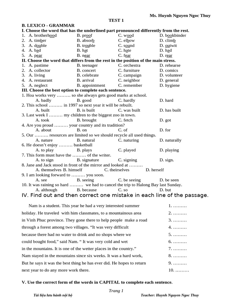 Bộ Đề HSG Anh 8 | PDF | Malaysia