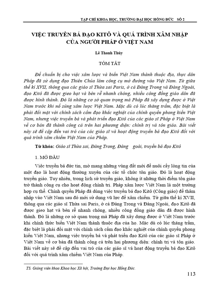 Viec Truyen Ba Dao Kito Va Qua Trinh Xam Nhap Cua Nguoi Phap o Viet Nam | PDF