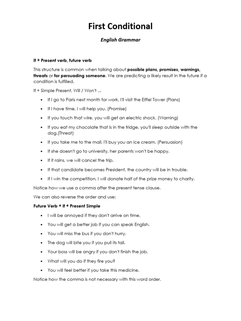 Fist and Second Conditional | PDF | Grammar | Linguistics