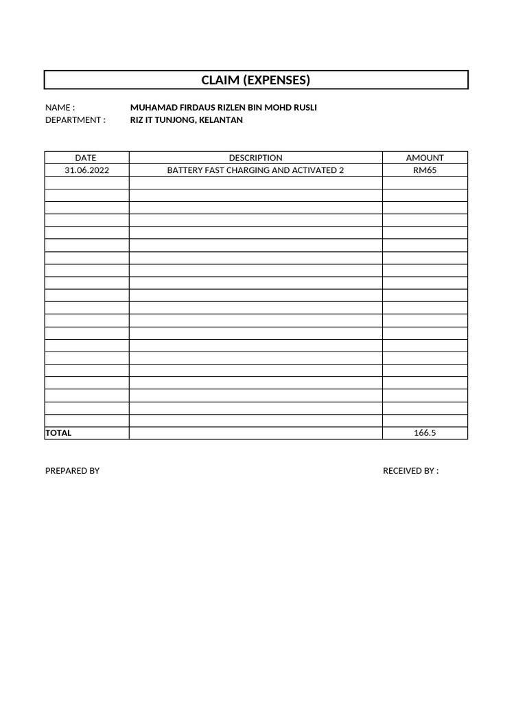 Claim (Expenses) | PDF