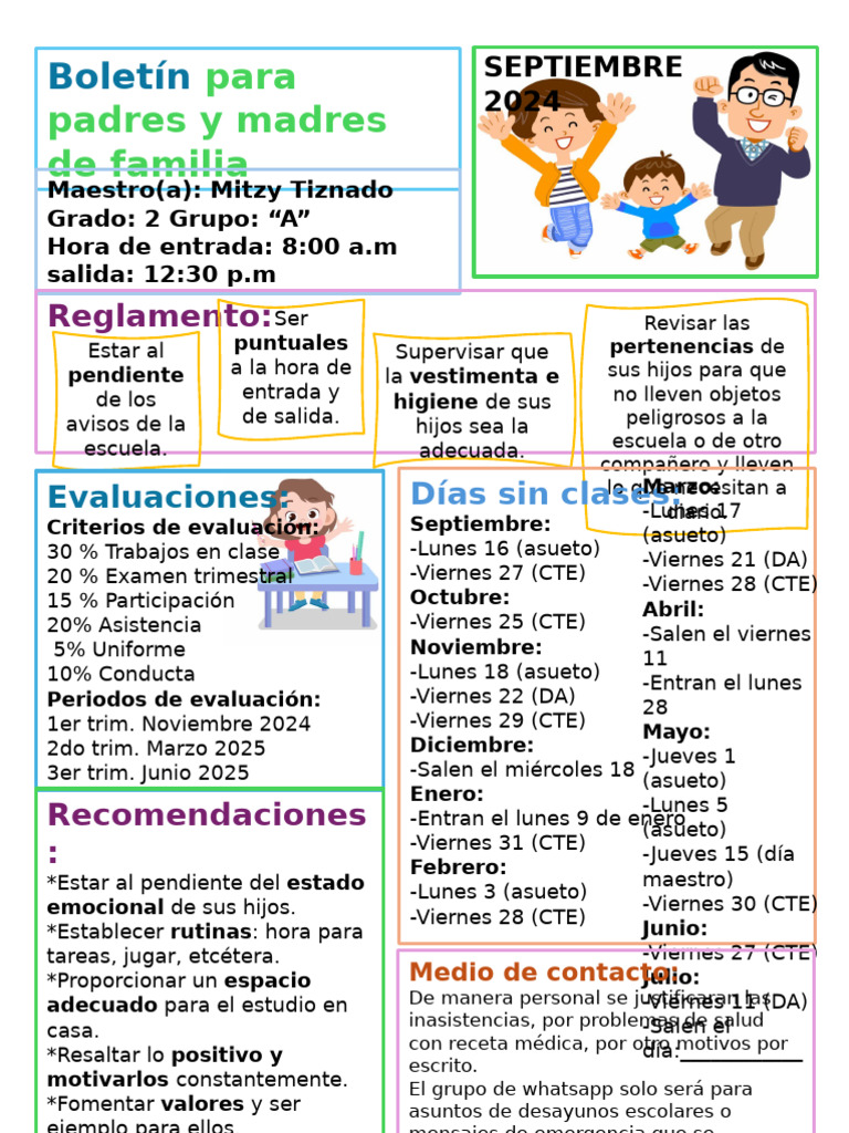 Boletìn para padres y madres | PDF
