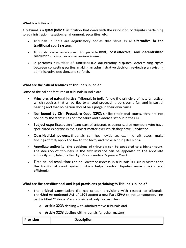 Understanding Tribunals in India | PDF | Tribunal | Adjudication